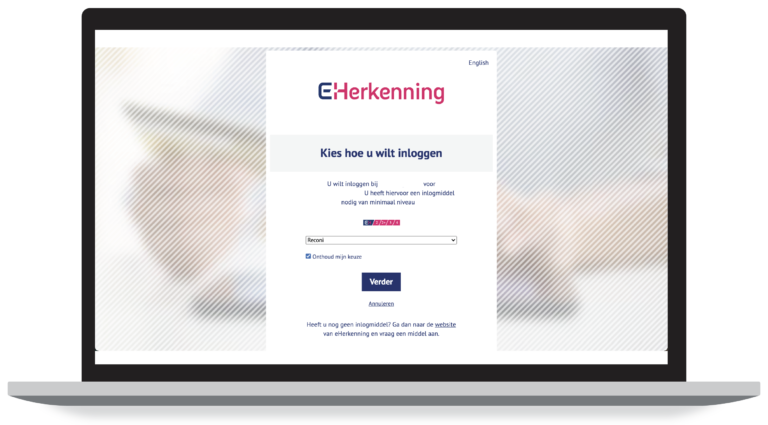 Stappenplan inloggen eHerkenning - Reconi